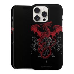 DeinDesign iPhone 15 Pro Max Handy Premium Case Smartphone Handyh&uuml;lle Schutzh&uuml;lle matt Red Dragon Gothic Premium Case