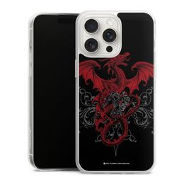 DeinDesign iPhone 15 Pro Max Handy Silikon H&uuml;lle Case transparent Handyh&uuml;lle Red Dragon Gothic Silikon Case