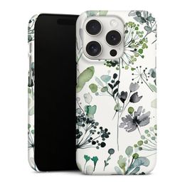 DeinDesign iPhone 15 Pro Handy Premium Case Smartphone Handyh&uuml;lle Schutzh&uuml;lle matt Flowers Water Colour Eukalyptus Premium Case