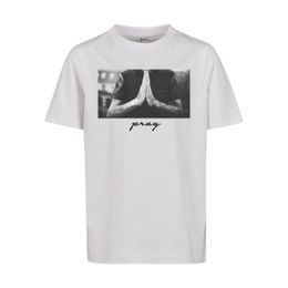 Kurzarmshirt MisterTee "MisterTee Herren Kids Pray Tee", Damen, Gr. 110/116, wei&szlig;, 100% Baumwolle, unifarben, normal, Rundhals, Shirts