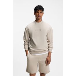 Sweatshirt BOSS "Fashion", Herren, Gr. L, open grau 075, Single Jersey, Obermaterial: 100% Baumwolle, unifarben, relaxed fit normal, Rundhals, Rippb&uuml;ndchen, Sweatshirts Sweatshirt, im Relaxed Fit, gestickter Logoschriftzug