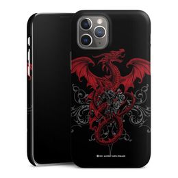 DeinDesign iPhone 12 Pro Handy Premium Case Smartphone Handyh&uuml;lle Schutzh&uuml;lle matt Red Dragon Gothic Premium Case
