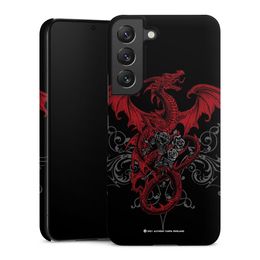 DeinDesign Galaxy S22 Handy Premium Case Smartphone Handyh&uuml;lle Schutzh&uuml;lle matt Red Dragon Gothic Premium Case