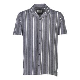 Kurzarmhemd LINDBERGH "Freizeithemd (Kurzarm) Relaxed Fit", Herren, Gr. L, Normalgr&ouml;&szlig;en, blau (navy), Obermaterial: 49% Baumwolle, 33% Polyester, 18% Viskose, Hemden