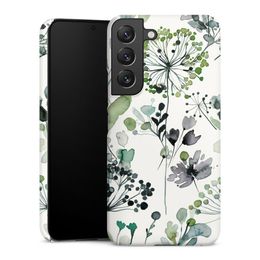 DeinDesign Galaxy S22 Handy Premium Case Smartphone Handyh&uuml;lle Schutzh&uuml;lle gl&auml;nzend Flowers Water Colour Eukalyptus Premium Case