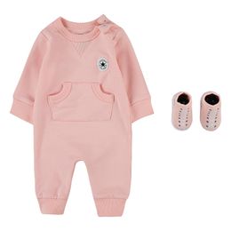 Strampler Converse "LIL CHUCK COVERALL W/ SOCK BOOTIE S", Jungen, Gr. 74 (9), N-Gr, rosa (ros&eacute;), Obermaterial: 58% Baumwolle, 38% Polyester, 4% Elasthan. S&ouml;ckchen: 78% Baumwolle, 20% Polyester, 2% Elasthan, Overalls, f&uuml;r Babys, zweiteiliges Set