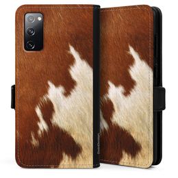 DeinDesign Galaxy S20 Handy Klapph&uuml;lle Handyh&uuml;lle aus Kunst Leder schwarz Flip Case Fur Cow Animal Look Sideflip mit Lasche