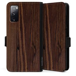 DeinDesign Galaxy S20 Handy Klapph&uuml;lle Handyh&uuml;lle aus Kunst Leder schwarz Flip Case Wooden Look Wood Nut Tree Sideflip mit Lasche