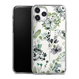 DeinDesign iPhone 11 Pro Handy Slim Case Silikon Handyh&uuml;lle transparent H&uuml;lle extra d&uuml;nn Eukalyptus Water Colour Flowers Silikon Slim Case