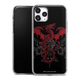 DeinDesign iPhone 11 Pro Handy Slim Case Silikon Handyh&uuml;lle transparent H&uuml;lle extra d&uuml;nn Red Gothic Dragon Silikon Slim Case