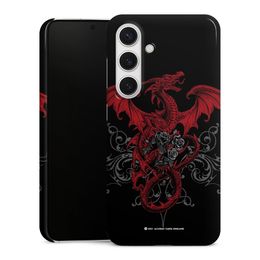 DeinDesign Galaxy S24 Handy Premium Case Smartphone Handyh&uuml;lle Schutzh&uuml;lle gl&auml;nzend Red Dragon Gothic Premium Case