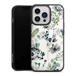 DeinDesign iPhone 13 Pro Handy Premium Silikon H&uuml;lle Handyh&uuml;lle schwarz Case Flowers Water Colour Eukalyptus Silikon Premium Case