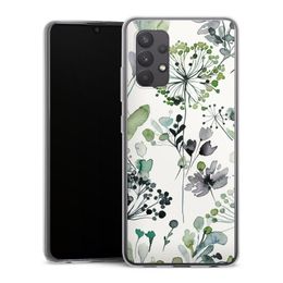 DeinDesign Galaxy A32 4G Handy Silikon H&uuml;lle Case transparent Handyh&uuml;lle Flowers Water Colour Eukalyptus Silikon Case