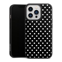 DeinDesign iPhone 13 Pro Handy Premium Silikon H&uuml;lle Handyh&uuml;lle schwarz Case Retro Points Polka Dots Silikon Premium Case