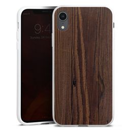 DeinDesign iPhone Xr Handy Silikon H&uuml;lle Case wei&szlig; Handyh&uuml;lle Wooden Look Wood Nut Tree Silikon Case