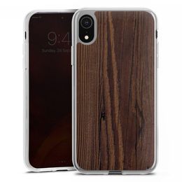 DeinDesign iPhone Xr Handy Silikon H&uuml;lle Case transparent Handyh&uuml;lle Wooden Look Wood Nut Tree Silikon Case