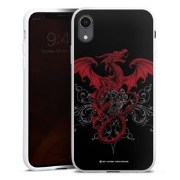 DeinDesign iPhone Xr Handy Silikon H&uuml;lle Case wei&szlig; Handyh&uuml;lle Red Dragon Gothic Silikon Case