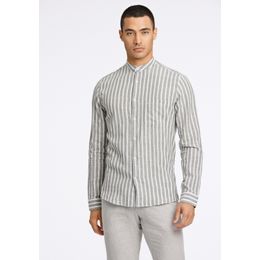 Leinenhemd LINDBERGH "Leinenhemd (Langarm) Slim Fit", Herren, Gr. XXL, Normalgr&ouml;&szlig;en, army, Obermaterial: 55% Leinen, 45% Baumwolle, Hemden