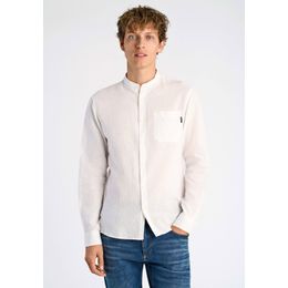 Leinenhemd LINDBERGH "Leinenhemd (Langarm) Relaxed Fit", Herren, Gr. L, Normalgr&ouml;&szlig;en, wei&szlig;, Obermaterial: 55% Leinen, 45% Baumwolle, Hemden