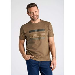 Kurzarmshirt Bison "T-Shirt (Kurzarm) Comfort Fit", Herren, Gr. L, stone, Obermaterial: 100% Baumwolle, l&auml;ssig geschnitten, Rundhals, Shirts