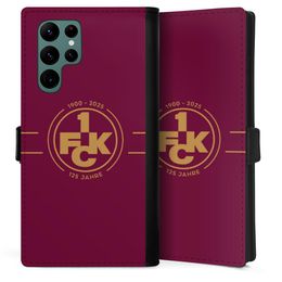 DeinDesign Galaxy S22 Ultra Handy Klapph&uuml;lle Handyh&uuml;lle aus Kunst Leder schwarz Flip Case 1. Fc Kaiserslautern Official Licensed Product 125 Jahre Sideflip mit 