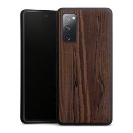 DeinDesign Galaxy S20 FE 5G Handy Premium Silikon H&uuml;lle Handyh&uuml;lle schwarz Case Nut Tree Wood Wooden Look Silikon Premium Case
