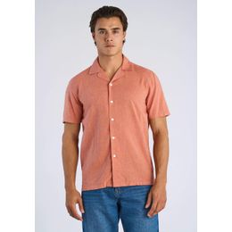 Leinenhemd LINDBERGH "Leinenhemd (Kurzarm) Relaxed Fit", Herren, Gr. L, Normalgr&ouml;&szlig;en, soft coral, Obermaterial: 55% Leinen, 45% Baumwolle, Hemden