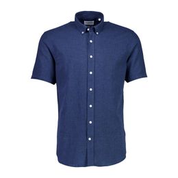 Leinenhemd LINDBERGH "Leinenhemd (Kurzarm) Relaxed Fit", Herren, Gr. L, Normalgr&ouml;&szlig;en, blau (navy), Obermaterial: 55% Leinen, 45% Baumwolle, Hemden
