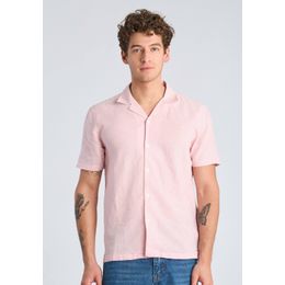 Leinenhemd LINDBERGH "Leinenhemd (Kurzarm) Relaxed Fit", Herren, Gr. L, Normalgr&ouml;&szlig;en, rose, Obermaterial: 55% Leinen, 45% Baumwolle, Hemden