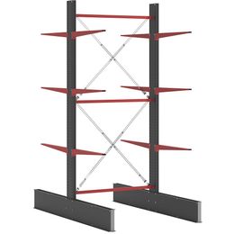 Kragarmregal Attillo schwer, doppelseitig, HxB 3500 x 1500 mm, Kragarm 1000 mm, Grundregal kaiserkraft