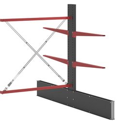 Kragarmregal Attillo schwer, doppelseitig, HxB 2000 x 1500 mm, Kragarm 1000 mm, Anbauregal kaiserkraft