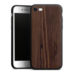 DeinDesign iPhone SE (2020) Handy Premium Silikon H&uuml;lle Handyh&uuml;lle schwarz Case Nut Tree Wood Wooden Look Silikon Premium Case