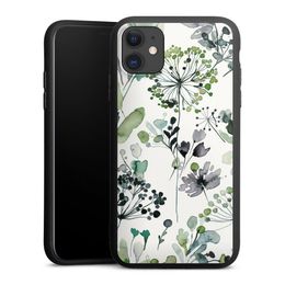 DeinDesign iPhone 11 Handy Premium Silikon H&uuml;lle Handyh&uuml;lle schwarz Case Eukalyptus Water Colour Flowers Silikon Premium Case