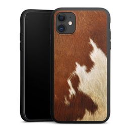 DeinDesign iPhone 11 Handy Premium Silikon H&uuml;lle Handyh&uuml;lle schwarz Case Fur Cow Animal Look Silikon Premium Case