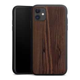 DeinDesign iPhone 11 Handy Premium Silikon H&uuml;lle Handyh&uuml;lle schwarz Case Wooden Look Wood Nut Tree Silikon Premium Case