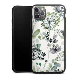 DeinDesign iPhone 11 Pro Max Handy Premium Silikon H&uuml;lle Handyh&uuml;lle schwarz Case Flowers Eukalyptus Water Colour Silikon Premium Case