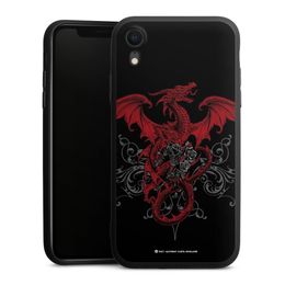 DeinDesign iPhone Xr Handy Premium Silikon H&uuml;lle Handyh&uuml;lle schwarz Case Red Dragon Gothic Silikon Premium Case