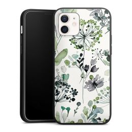 DeinDesign iPhone 12 Handy Premium Silikon H&uuml;lle Handyh&uuml;lle schwarz Case Eukalyptus Water Colour Flowers Silikon Premium Case