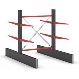 Kragarmregal Attillo schwer, doppelseitig, HxB 2000 x 1500 mm, Kragarm 1000 mm, Grundregal kaiserkraft