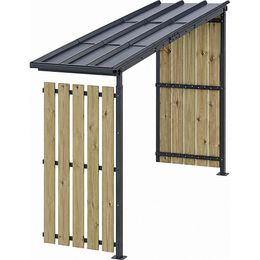 Mottez Fahrradunterstand, HxB 2360 x 5600 mm, Blech/Holz, Tiefe 1000 mm, Anbaueinheit