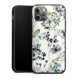 DeinDesign iPhone 12 Pro Handy Premium Silikon H&uuml;lle Handyh&uuml;lle schwarz Case Eukalyptus Water Colour Flowers Silikon Premium Case