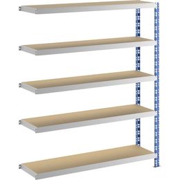eurokraft basic Gro&szlig;fach-Steckregal, blau/grau, HxBxT 1820 x 1525 x 400 mm, Spanplattenb&ouml;den, Anbauregal