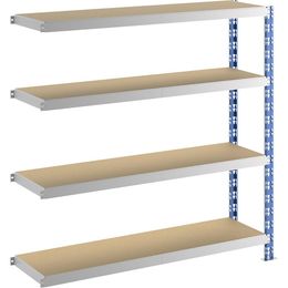 eurokraft basic Gro&szlig;fach-Steckregal, blau/grau, HxBxT 1508 x 1525 x 400 mm, Spanplattenb&ouml;den, Anbauregal