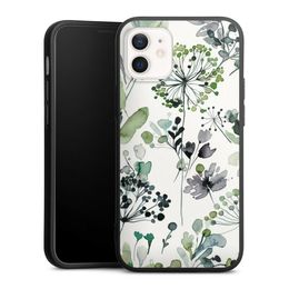 DeinDesign iPhone 12 mini Handy Premium Silikon H&uuml;lle Handyh&uuml;lle schwarz Case Eukalyptus Water Colour Flowers Silikon Premium Case