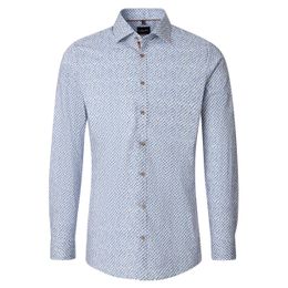 Businesshemd Venti "Venti Businesshemd Print", Herren, Gr. 40, Normalgr&ouml;&szlig;en, blau, 97% Baumwolle, 3% Elasthan, bedruckt, sehr figurbetont, Hemden