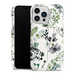 DeinDesign iPhone 13 Pro Handy Premium Case Smartphone Handyh&uuml;lle Schutzh&uuml;lle gl&auml;nzend Flowers Water Colour Eukalyptus Premium Case