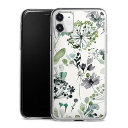 DeinDesign iPhone 11 Handy Slim Case Silikon Handyh&uuml;lle transparent H&uuml;lle extra d&uuml;nn Eukalyptus Water Colour Flowers Silikon Slim Case