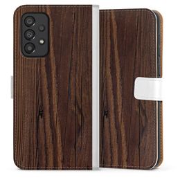DeinDesign Galaxy A33 5G Handy Klapph&uuml;lle Handyh&uuml;lle aus Kunst Leder wei&szlig; Flip Case Wood Wooden Look Nut Tree Sideflip mit Lasche