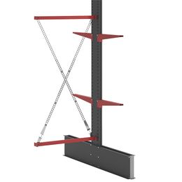 Kragarmregal Attillo schwer, doppelseitig, HxB 2500 x 1000 mm, Kragarm 600 mm, Anbauregal kaiserkraft