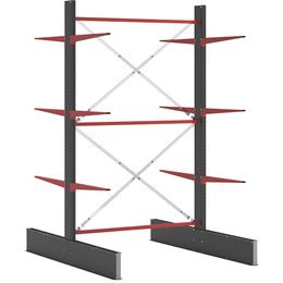 Kragarmregal Attillo schwer, doppelseitig, HxB 3500 x 2000 mm, Kragarm 1000 mm, Grundregal kaiserkraft